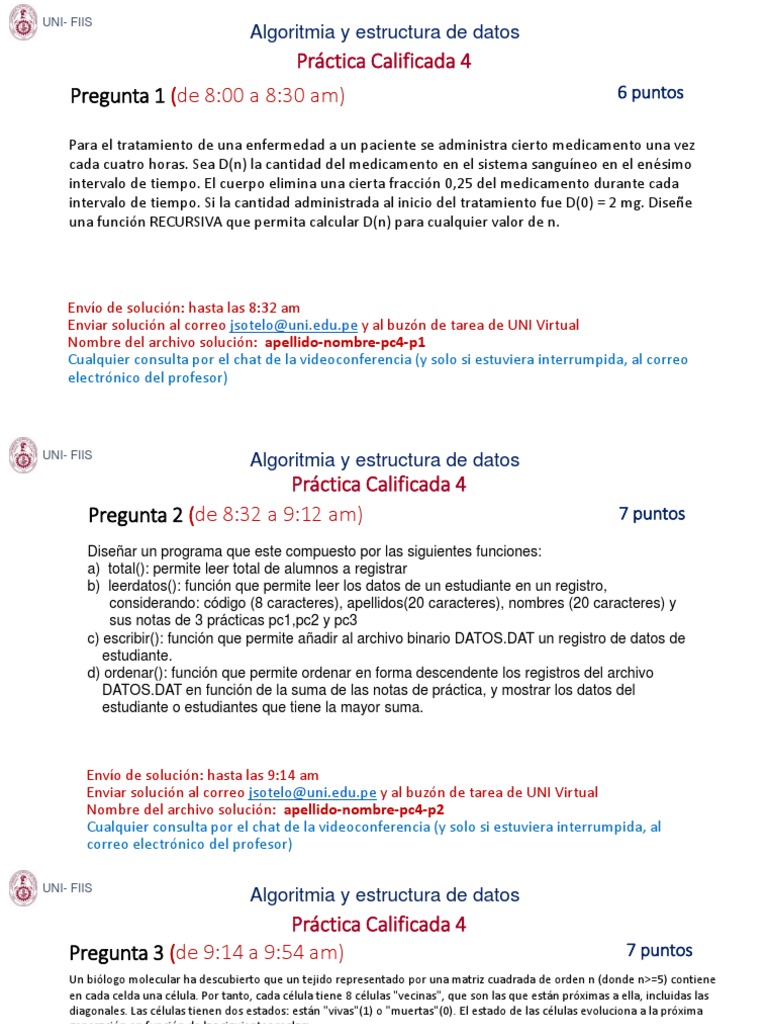 Uni Si205u PC4 | PDF | Algoritmos | Matriz (Matemáticas)