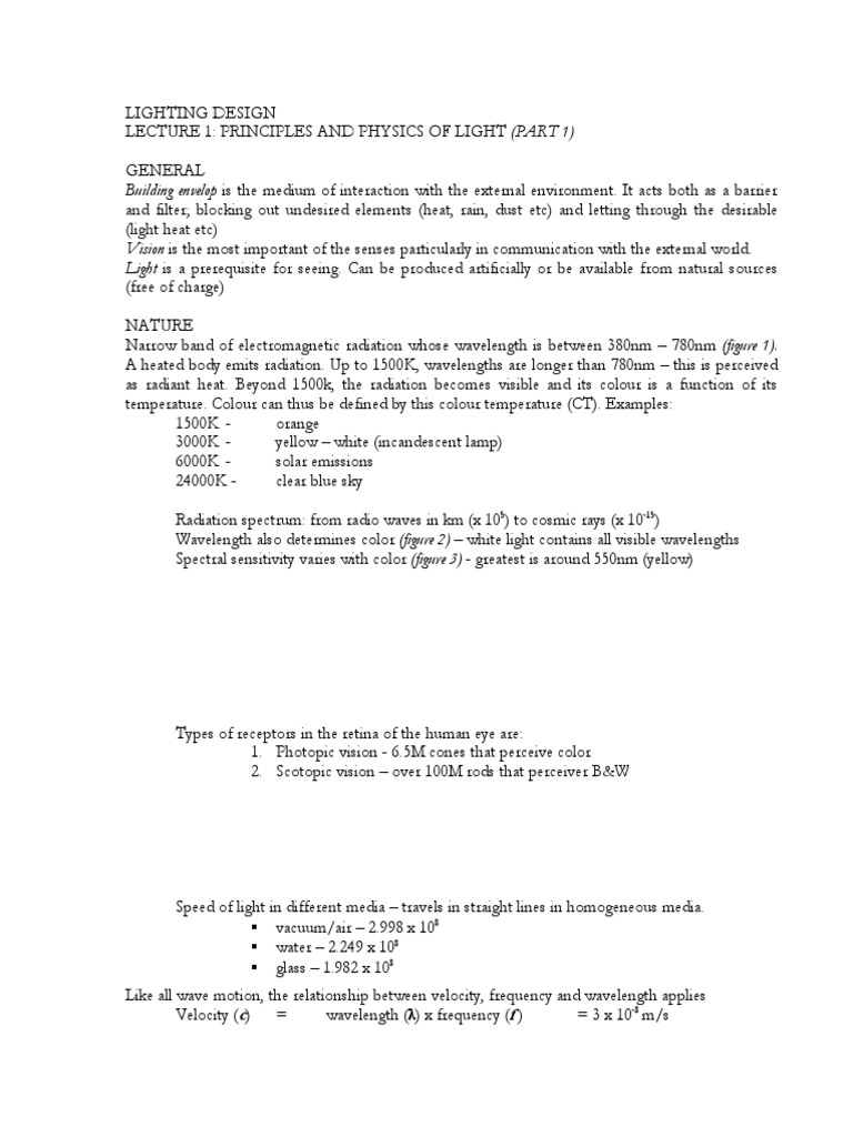 Building Lighting Design Notes | PDF | Color | Lighting