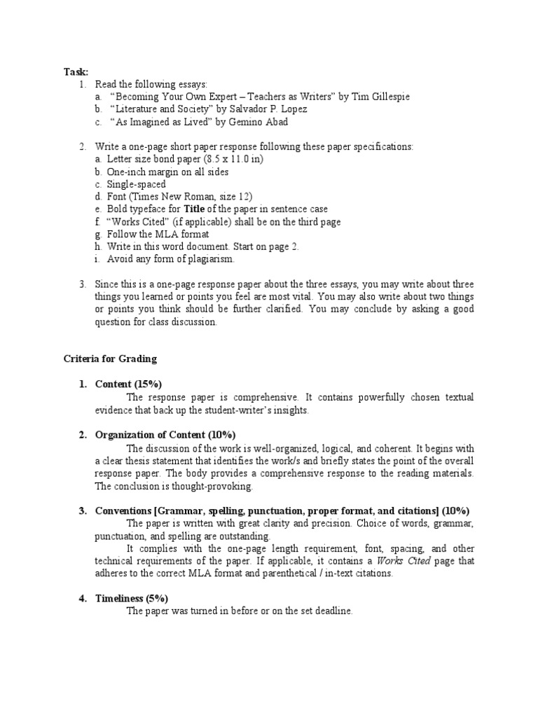 Navarro, Sherilyn T. - Short Paper Response 1 - CW | PDF | Mind | Citation