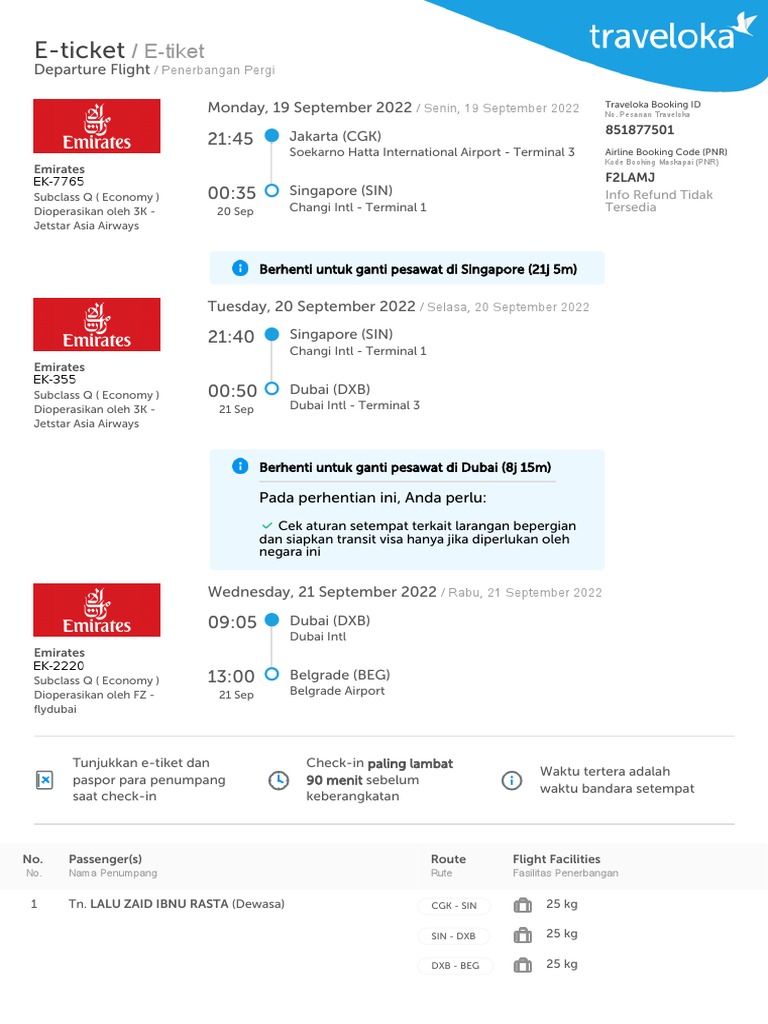Bokingan Tiket | PDF