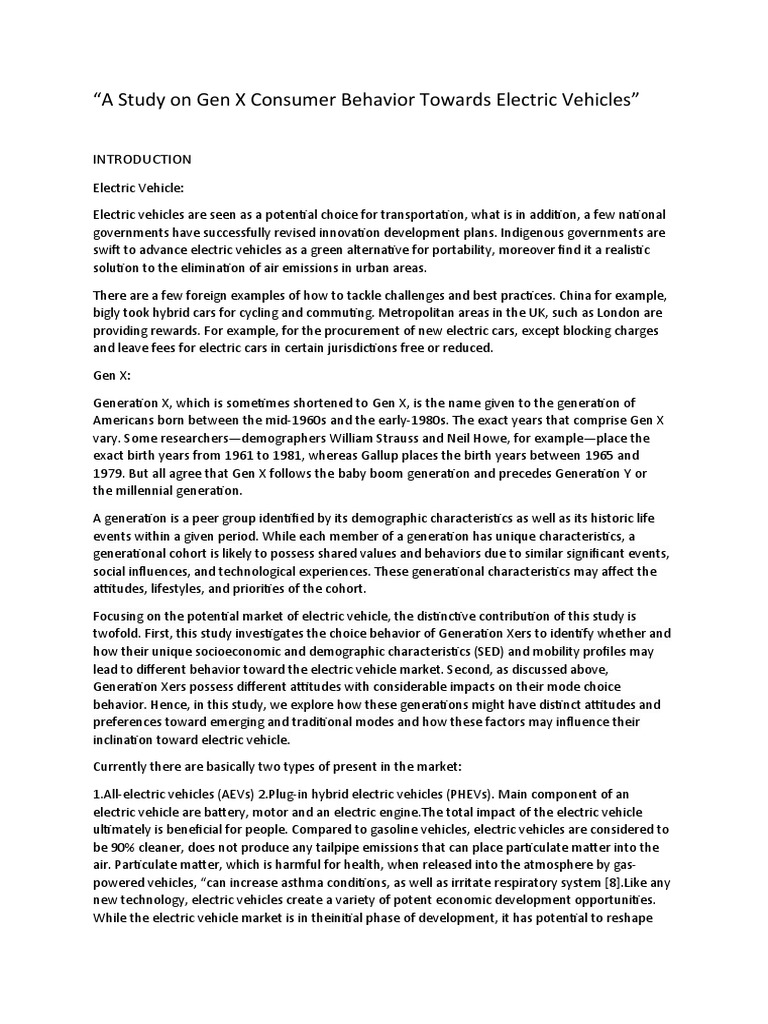 A Study On Consumer Behavior Towards Electric Vehicles | PDF | Electric ...