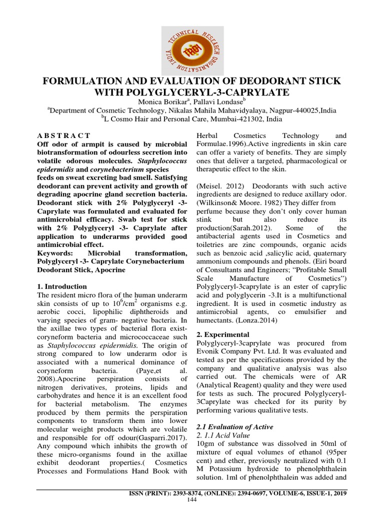 Deodorant Stick | PDF | Odor | Antimicrobial