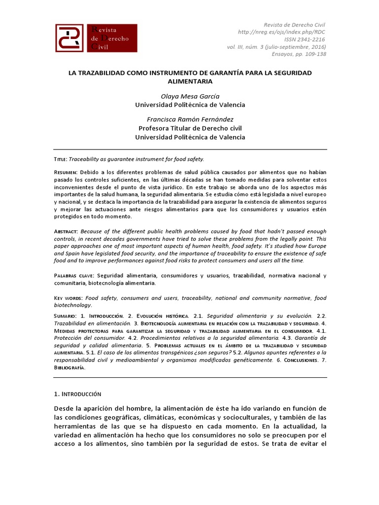 Olaya Mesa García Francisca Ramón Fernández - La Trazabilidad Como ...