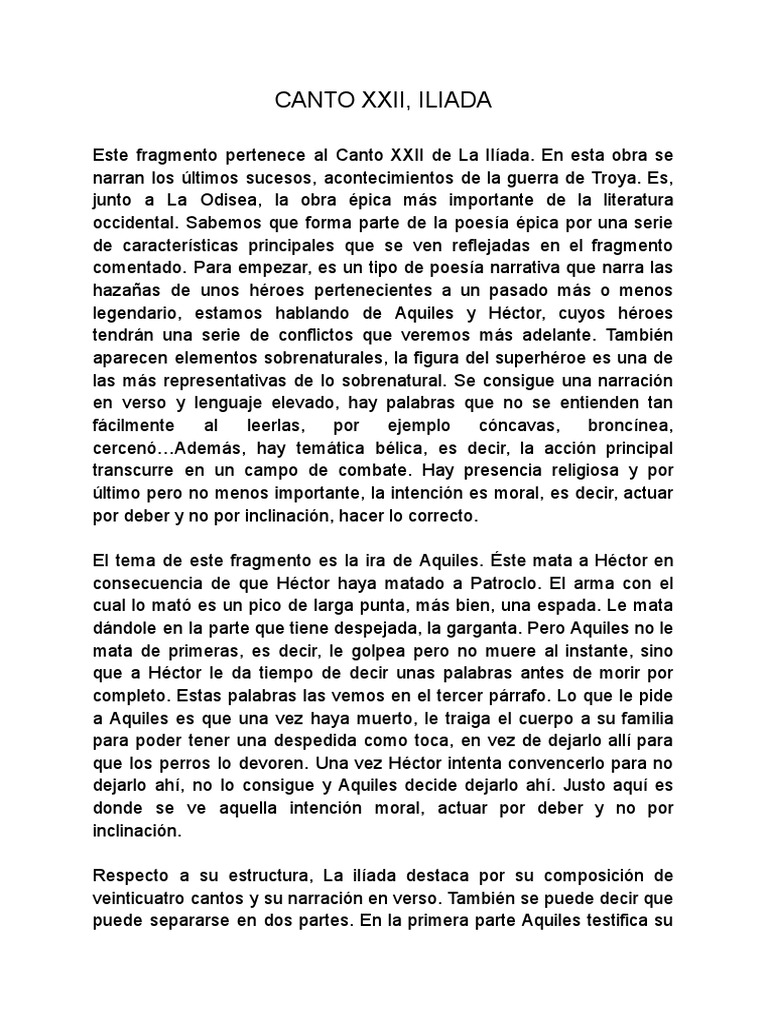 Canto Xxii, Iliada | PDF | Ilíada | Aquiles