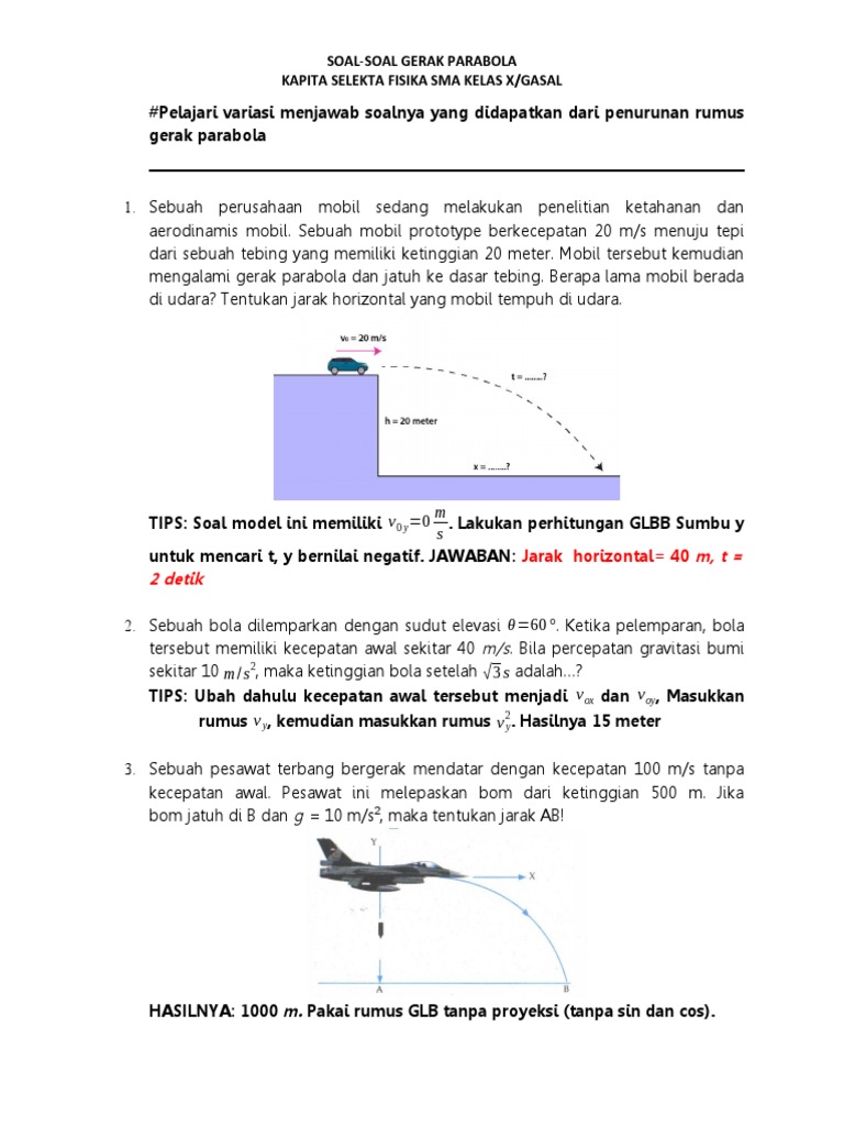 Soal Gerak Parabola Beserta Tips Pengerjaan | PDF