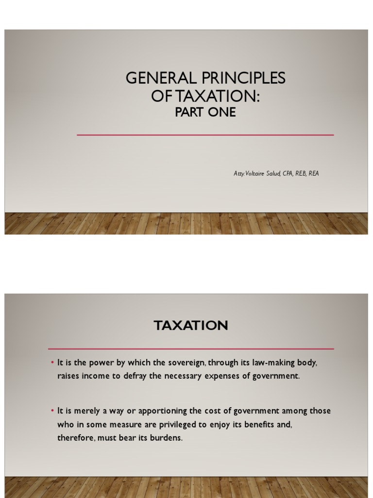 CLWTAXN General Principles of Taxation Part One | PDF | Taxes | Value ...