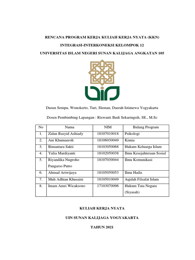 Proposal Rencana Program Kerja KKN Dusun Sempu, Turi, Sleman ...