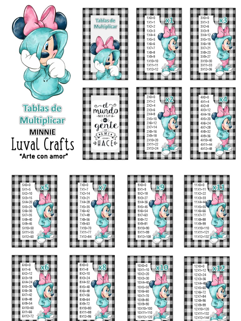 Tablas de Multiplicar Minnie Mouse Luval Crafts 220731 210625 | PDF