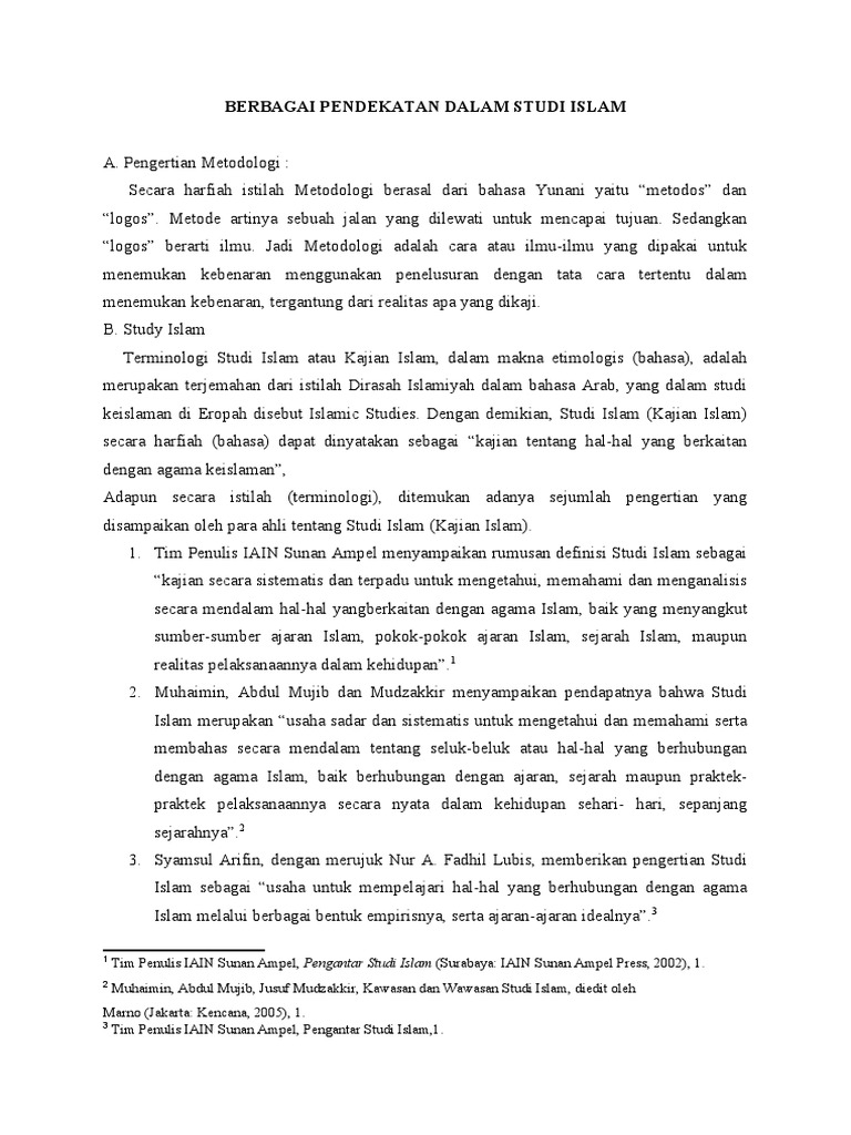 Berbagai Pendekatan Dalam Studi Islam | PDF