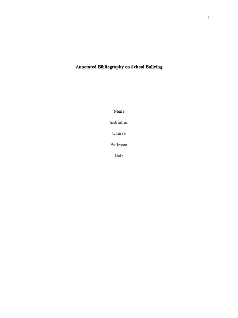 Annotated Bibliography On School Bullying Final | PDF | Bullying ...