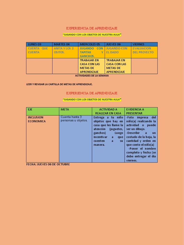 Metas Aprendizaje para La Familia | PDF | Aprendizaje | Modificación de comportamiento
