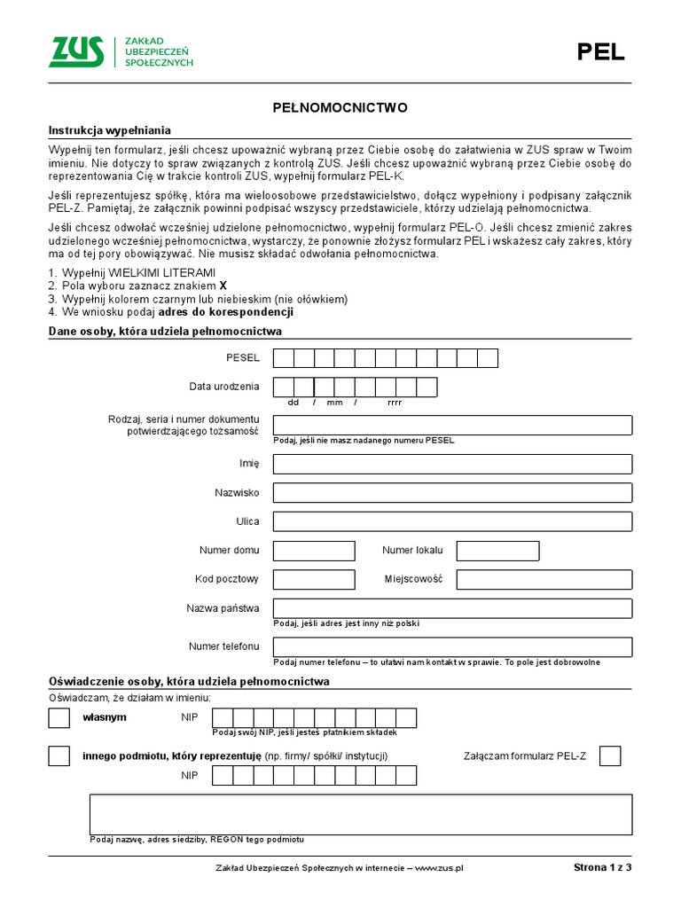 PEL Interaktywny Wypelnij I Wydrukuj | PDF