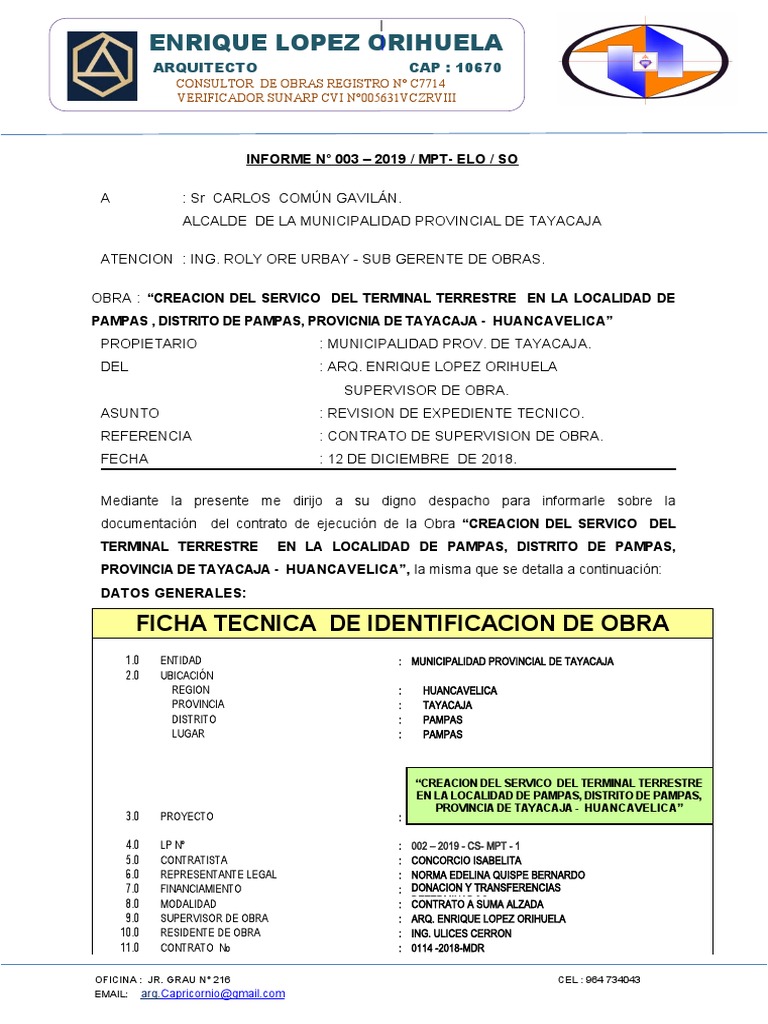 00 Informe de Revision de Expediente Tecnico | PDF | Regulación | Estado (política)