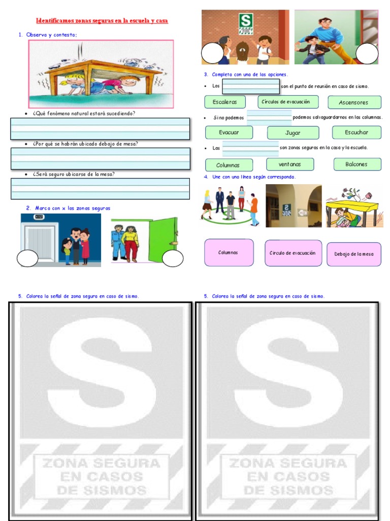 FICHA - Identificamos Zonas Seguras en La Escuela y Casa | PDF