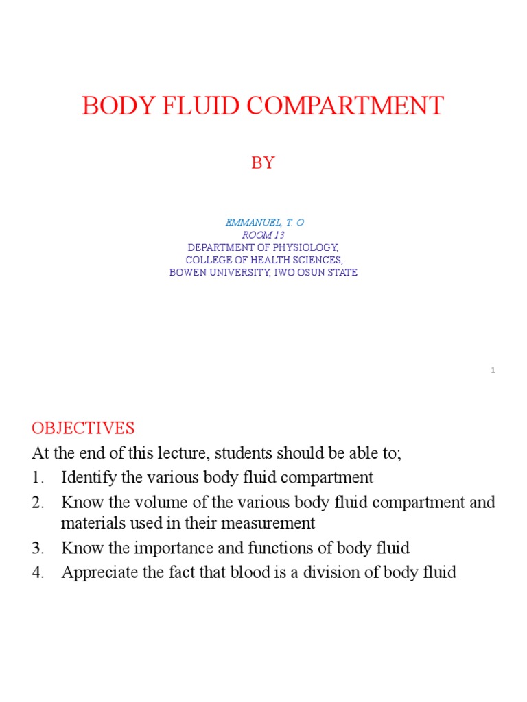 Body Fluid Compartment Slides Pdf Physiology Animal Anatomy