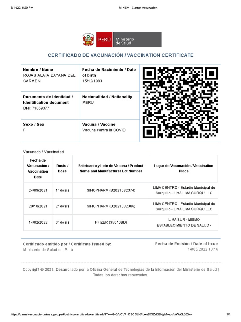 MINSA - Carnet Vacunación | Descargar gratis PDF | Cuidado de la salud ...
