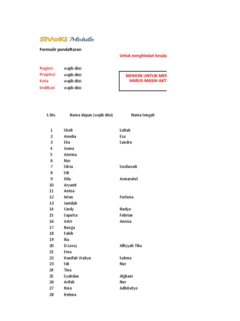 Salin1-Template Formulir Registrasi Student SIVoKI Mobile | PDF Salin1-Template Formulir Registrasi Student SIVoKI Mobile | PDF