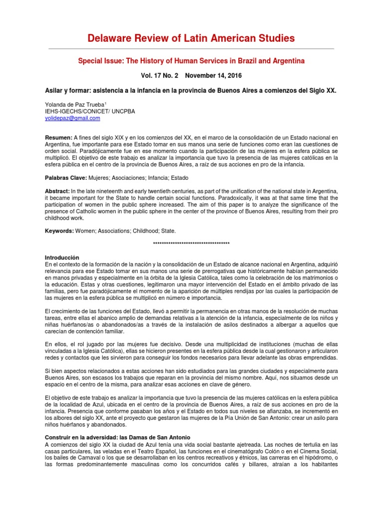 Asilar y Formar. Asistencia A La Infancia en La Provincia de Buenos ...