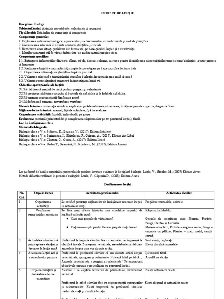 P 5 Spongieri Celenterate | PDF