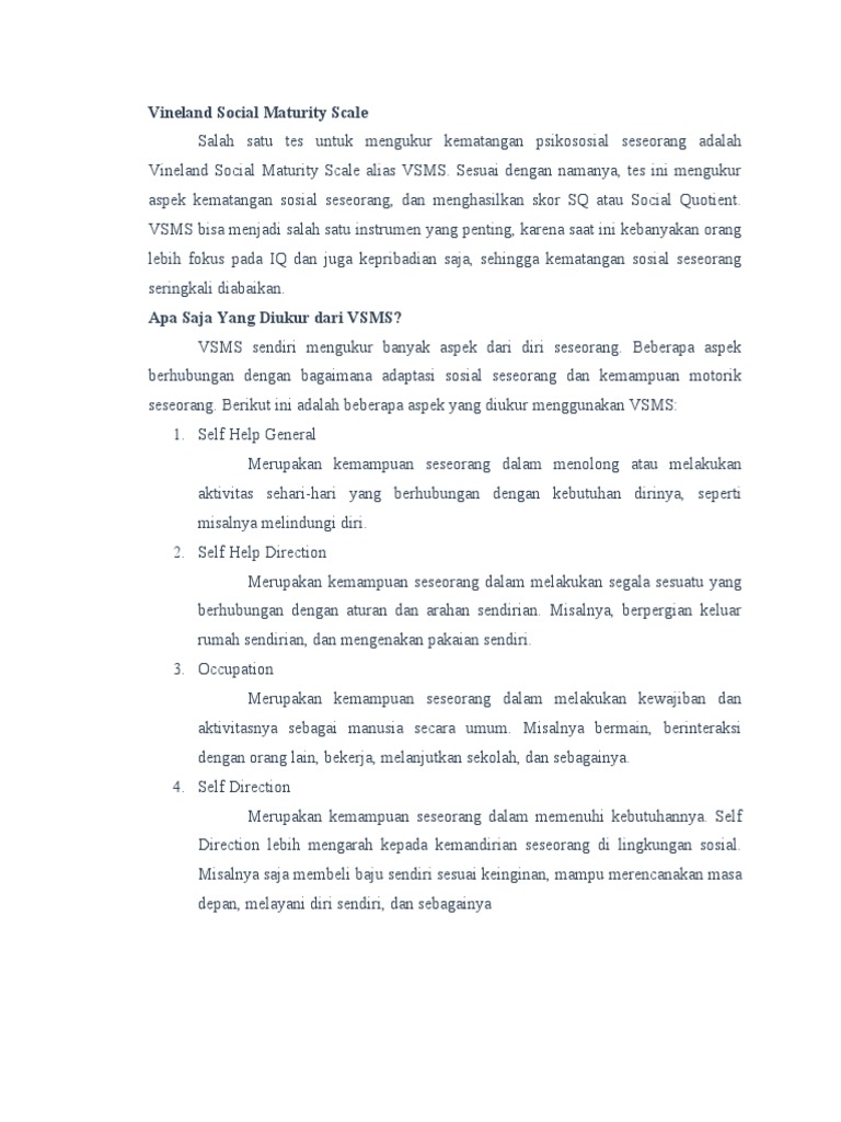 Vineland Social Maturity Scale | PDF Vineland Social Maturity Scale | PDF