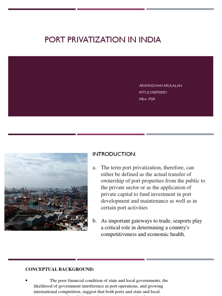 Port Privatization in India | PDF | Public–Private Partnership ...
