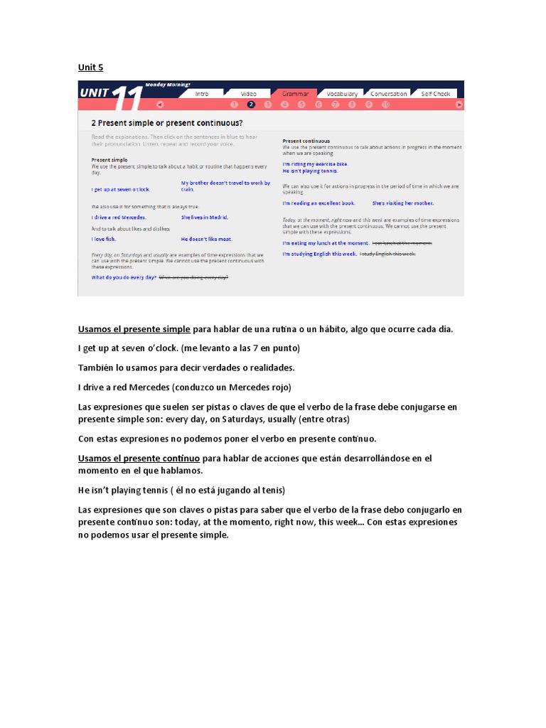 Unit 5 - Spanish Guide - Level 4 | PDF