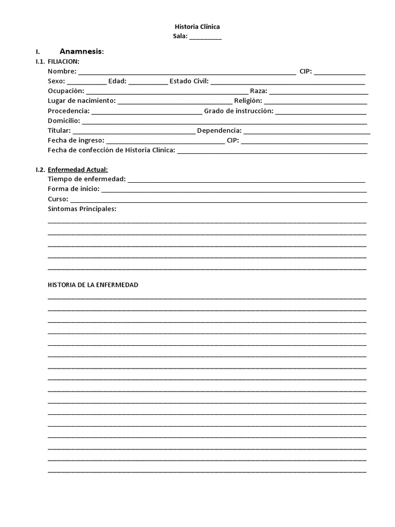 Modelo de Historia Clinica | PDF | Medicina CLINICA | Especialidades Medicas