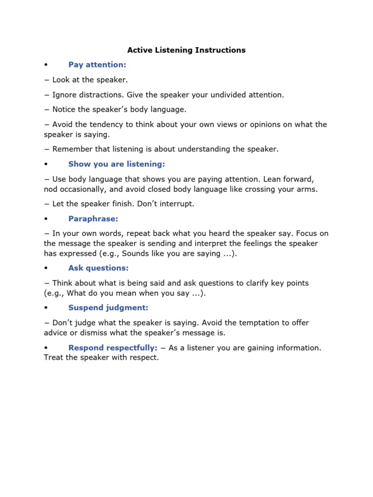 Active Listening Techniques Resource | PDF | Language Arts & Discipline