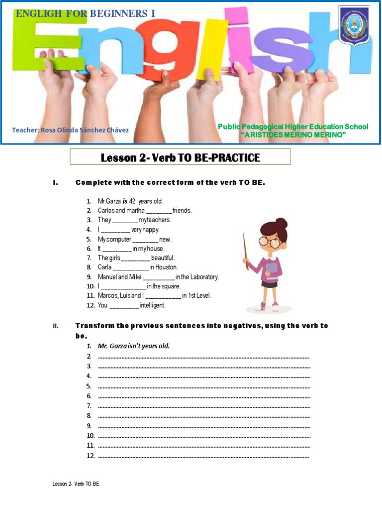 Lesson 2 - Verb To Be - PRACTICE | PDF | Syntax | Linguistic Typology