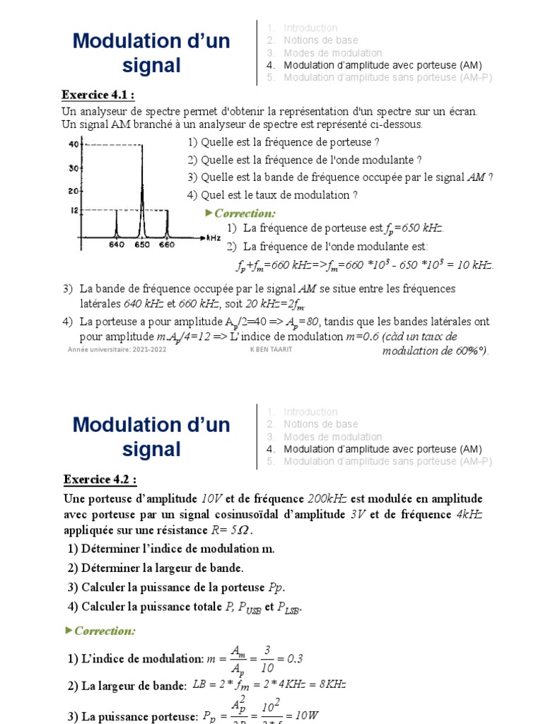 Exercices - Chapitre 4 | PDF | Modulation | Modulation de fréquence