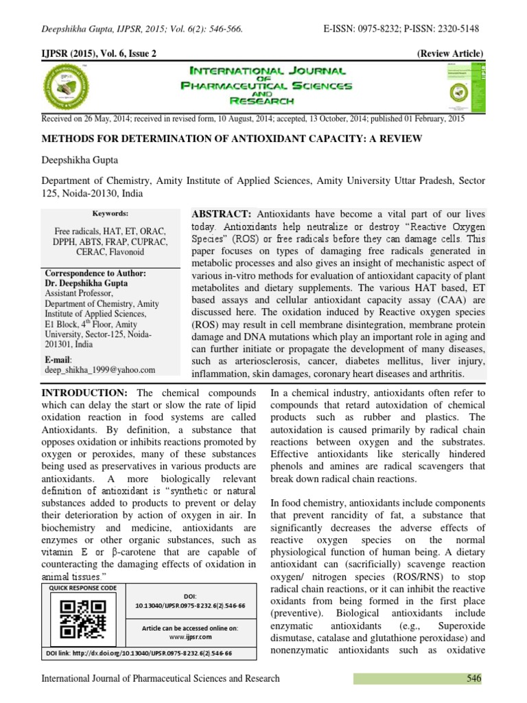 6 Vol. 6 Issue 2 Feb 2015 IJPSR RE 1434 Paper 6 | PDF | Antioxidant ...