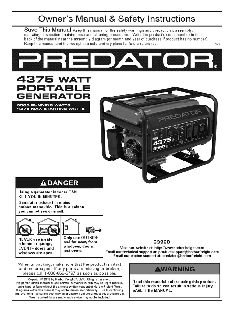 Predator Generator Manual | PDF | Ac Power Plugs And Sockets | Gasoline