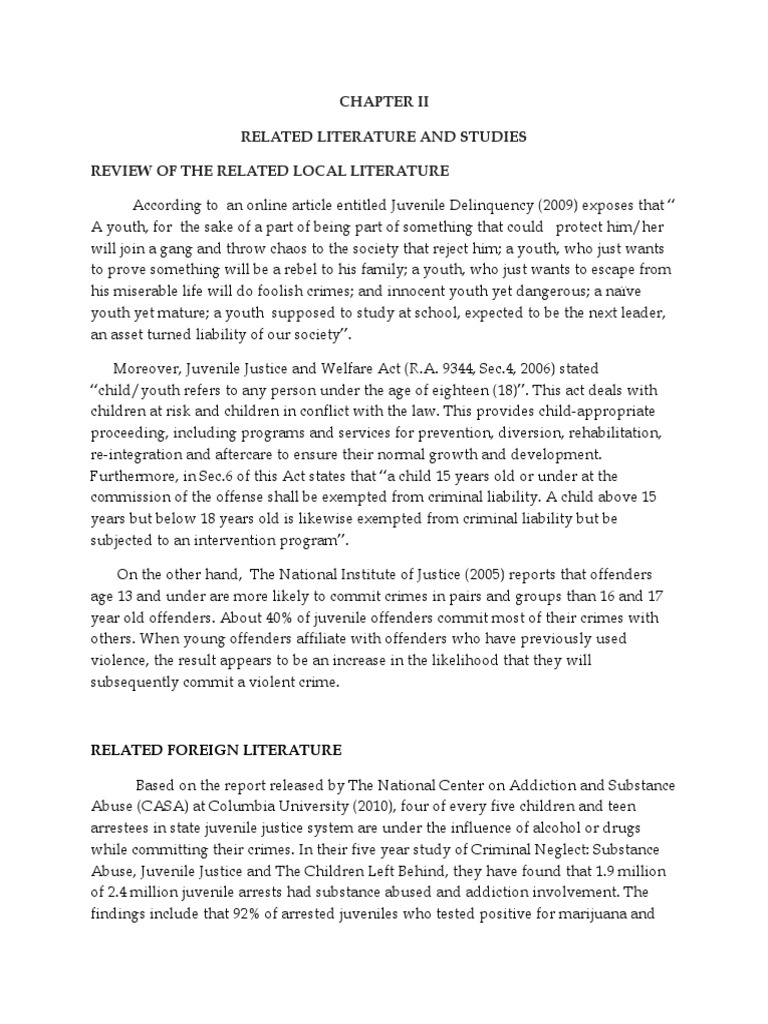 CHAPTER II Sample | PDF | Juvenile Delinquency | Substance Abuse