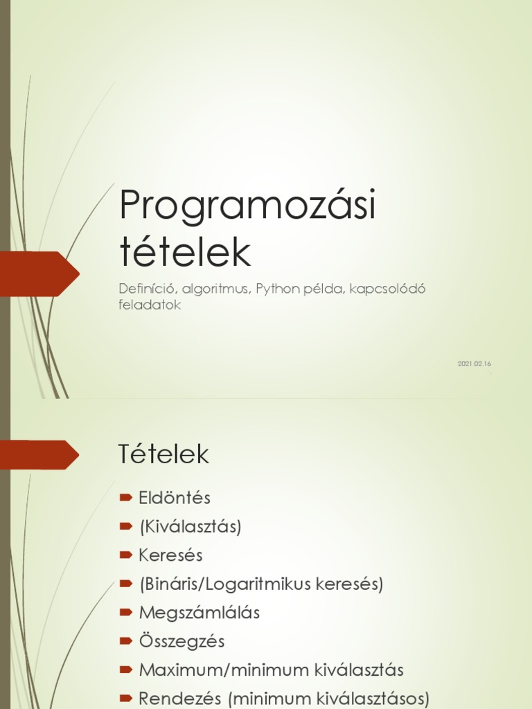 Programozási Tételek Python 20210216 | PDF