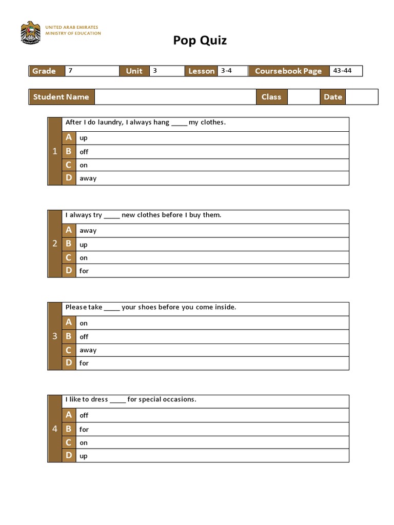 Quiz Unit 3 | PDF Quiz Unit 3 | PDF