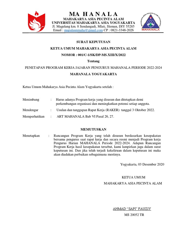 Surat Keputusan Proker, PP, Struktur | PDF