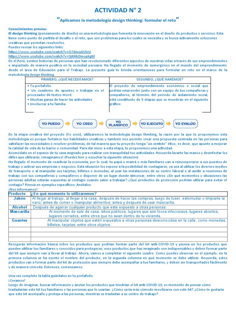 Aplicamos La Metodología Design Thinkingformular El Reto | PDF | El pensamiento de diseño | Diseño