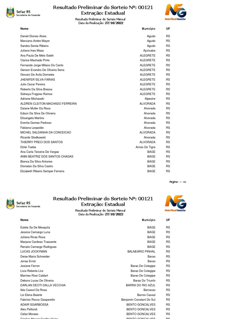 NFG Relacao Publica Vencedores 0 Preliminar | PDF