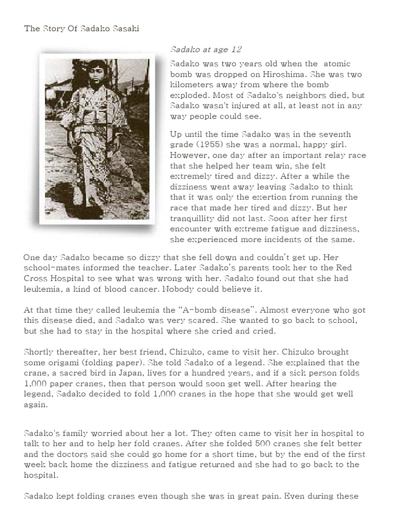 The Story of Sadako Sasaki | PDF