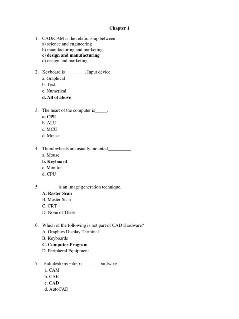CAD/CAM Fundamentals and MCQs | PDF | Numerical Control | Computer ...