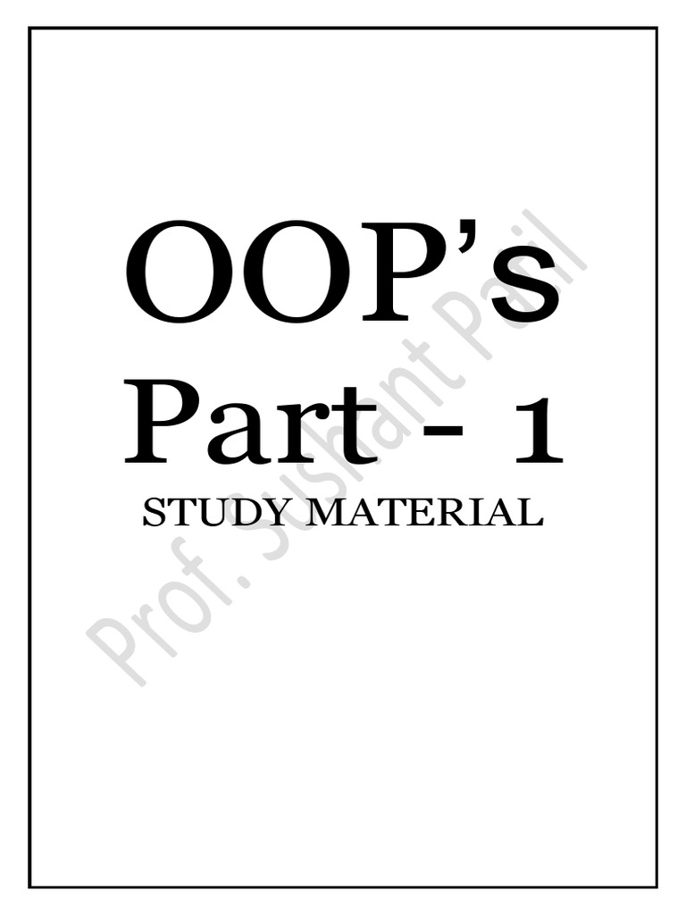 Oop's Part - 1 Study Material | PDF | Constructor (Object Oriented ... Oop's Part - 1 Study Material | PDF | Constructor (Object Oriented ...