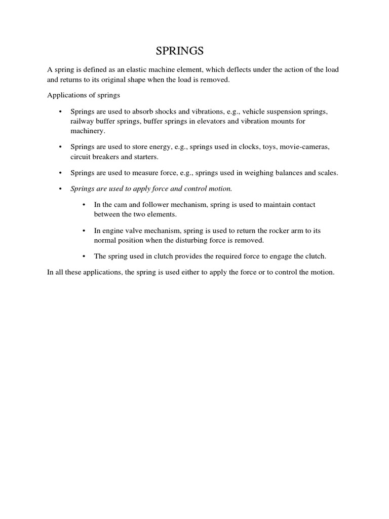 Springs Notes | PDF | Stress (Mechanics) | Helix