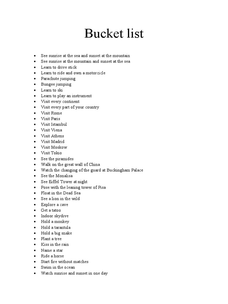 Bucket List | PDF