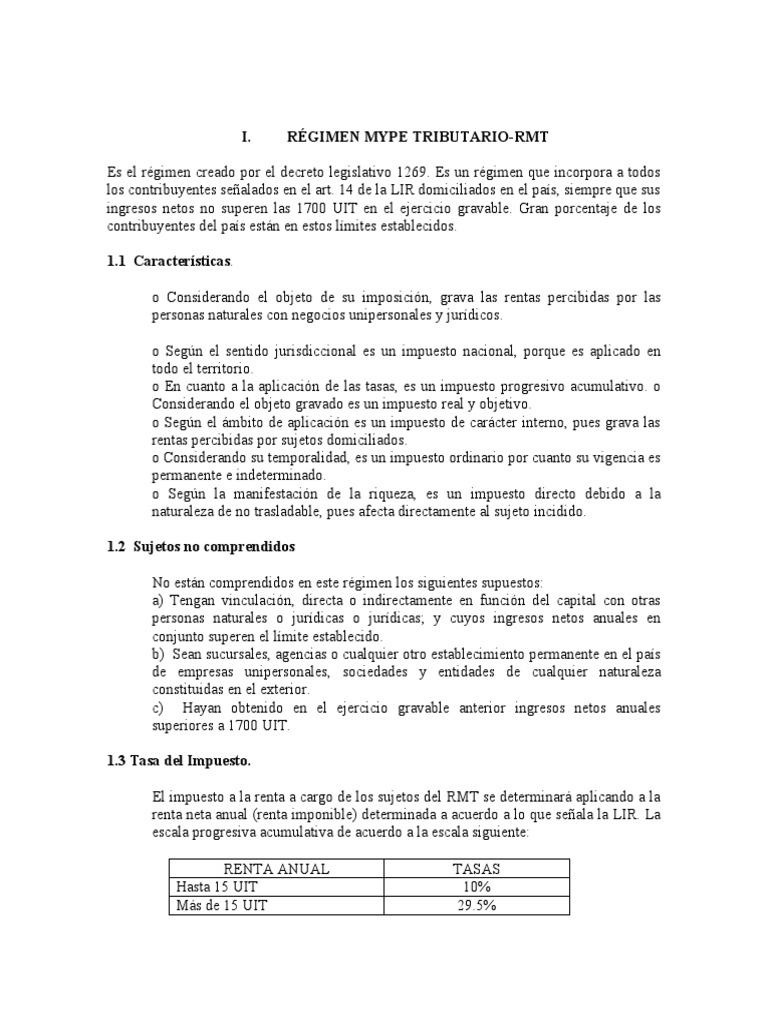Régimen MYPE Tributario: Guía Completa | PDF | Impuesto sobre la renta ...