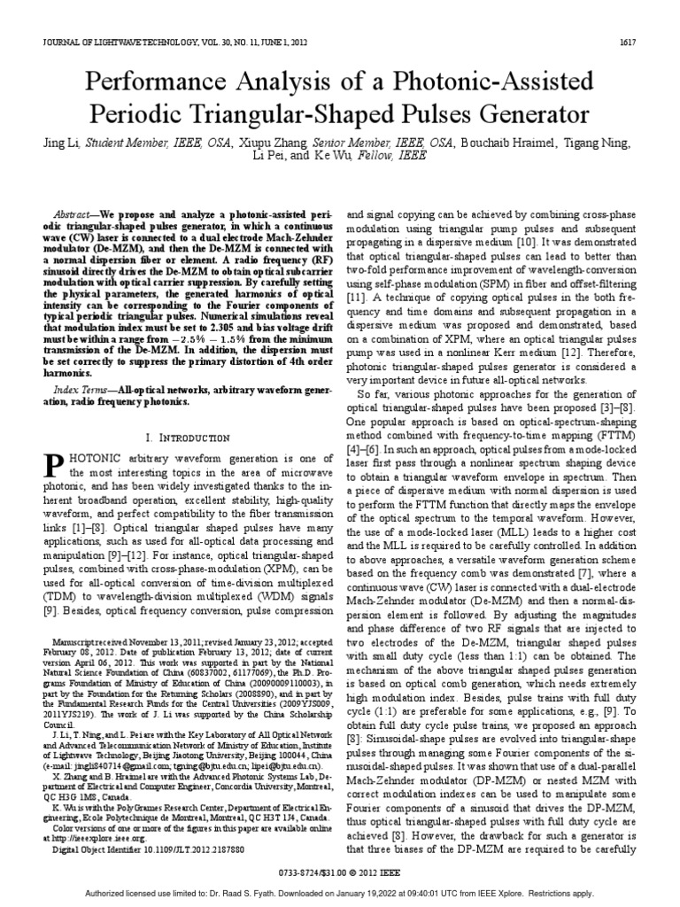 Performance Analysis of A Photonic-Assisted Periodic Triangular-Shaped ... Performance Analysis of A Photonic-Assisted Periodic Triangular-Shaped ...