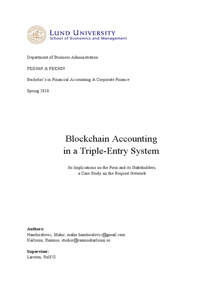 Blockchain Accounting in A Tripple Entry Syste | PDF