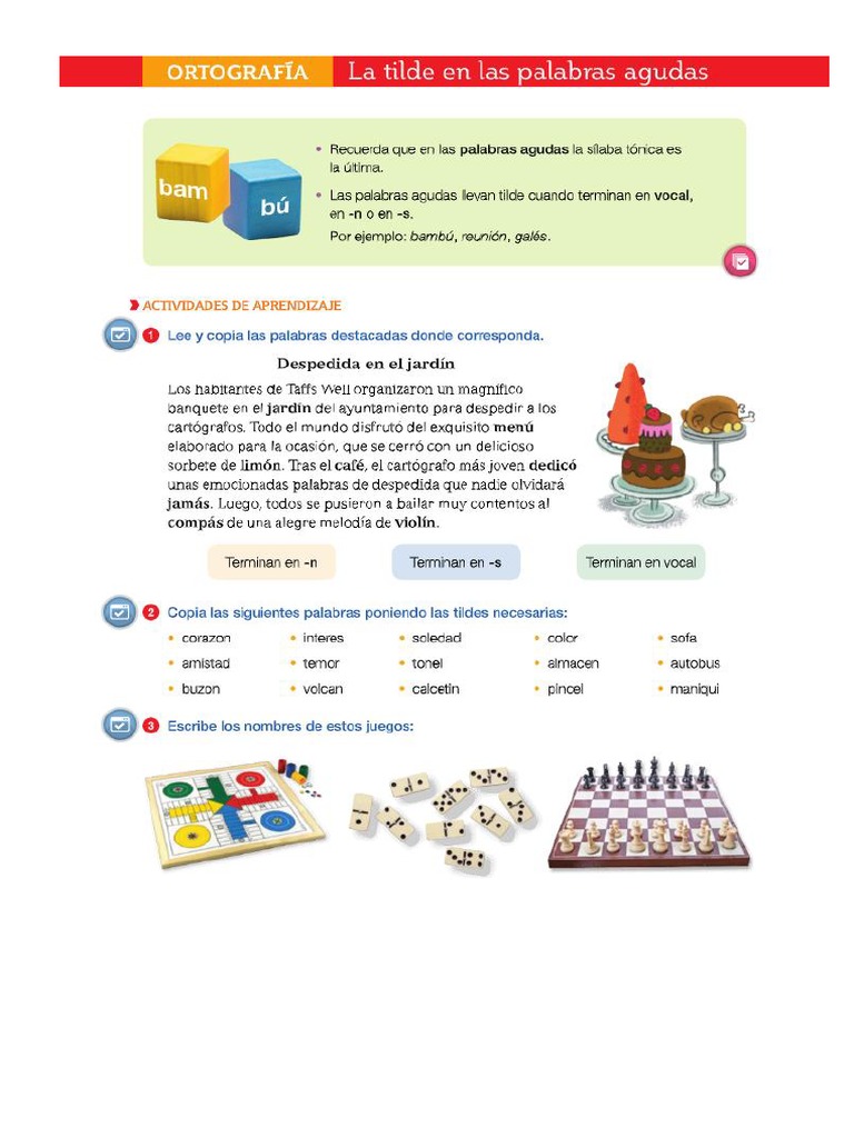 Acentuación Palabras Agudas 4º | PDF