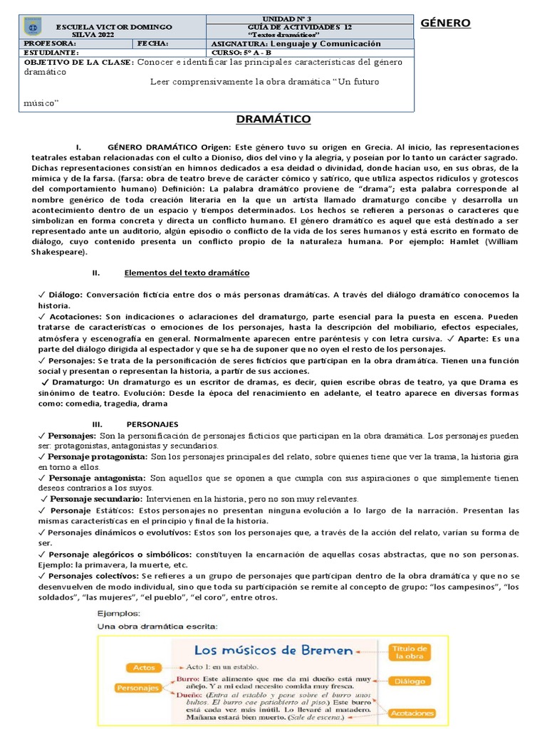 Clase 12 Orien, Elementos Textos Dramaticos | PDF | Teatro