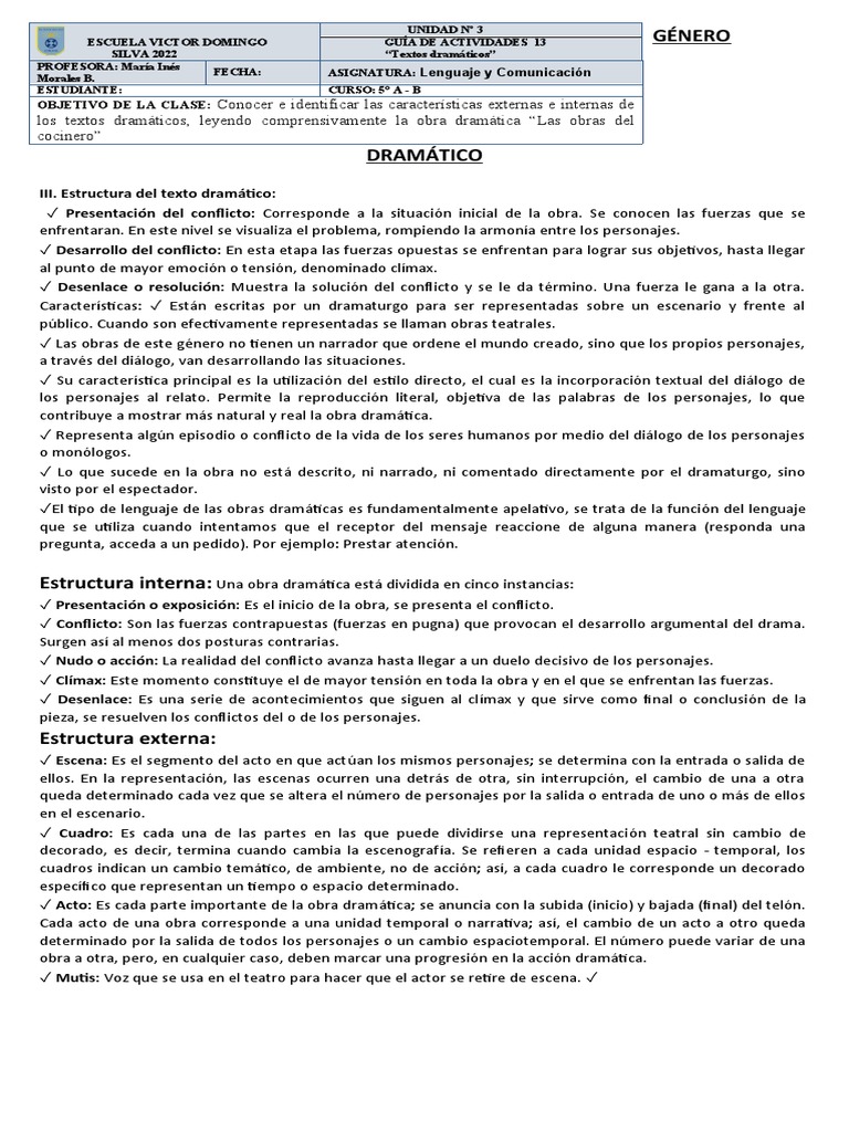 CLASE 13 Estructura Interna y Externa Textos Dramáticos | PDF | Diálogo ...