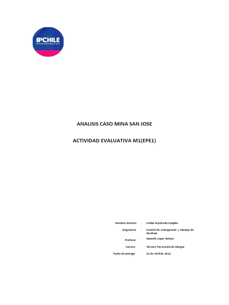 Actividad Evaluativa M1 (EPE 1) Cont. Emrg. y M. Res. | PDF | Minería